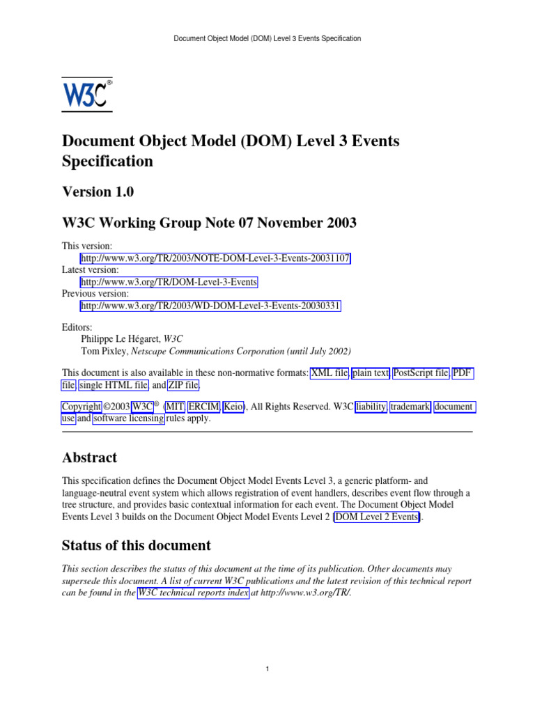 DOM3-Events | PDF | Document Object Model | Html Element