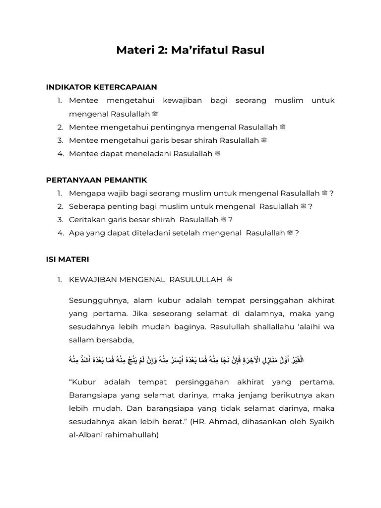 Materi 2 - Ma'Rifatul Rasul - Google Dokumen | PDF
