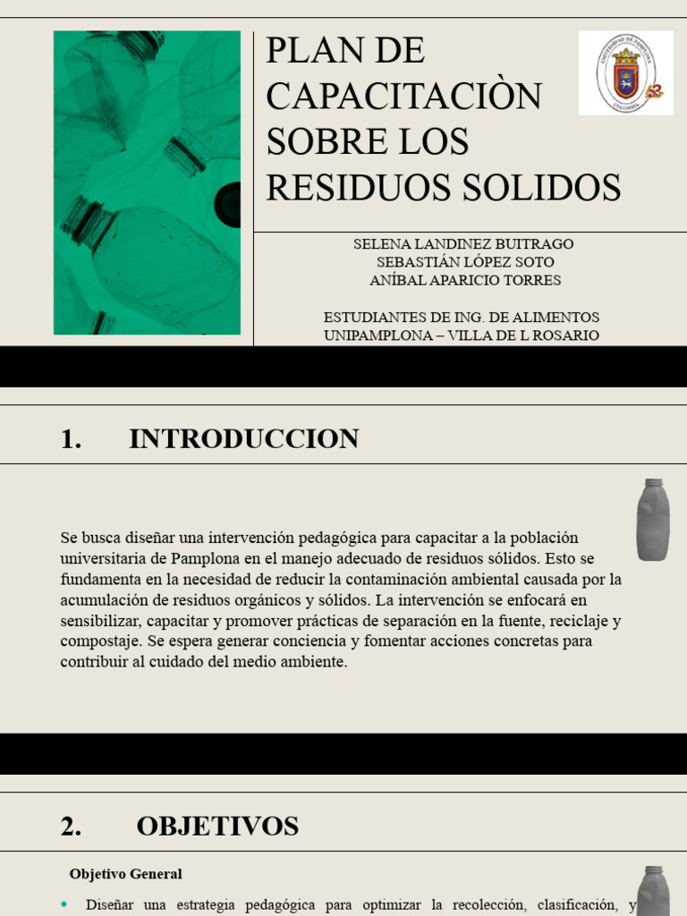 Plan de Capacitaciòn Sobre Los Residuos Solidos | PDF | Residuos | Compost