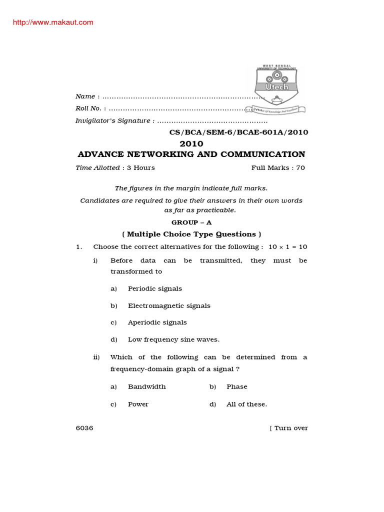 Bca Bca 601a Advanced Networking and Communication 2010 | PDF ...