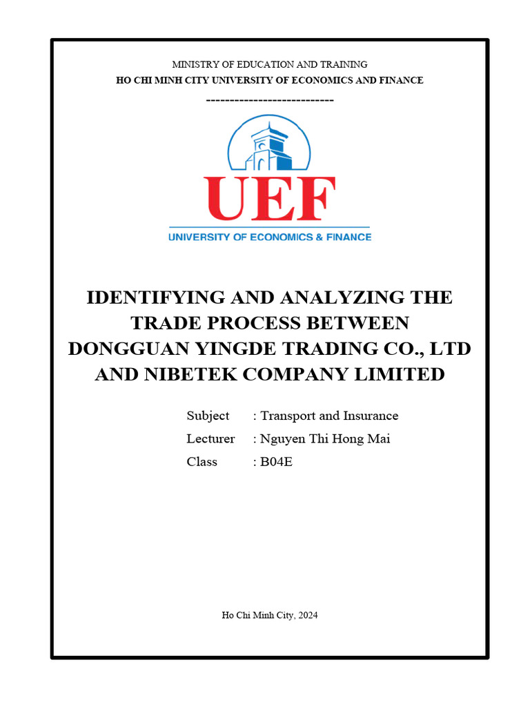 MID TERM - B CH NG T B - Group 1 | PDF | Bill Of Lading | Insurance