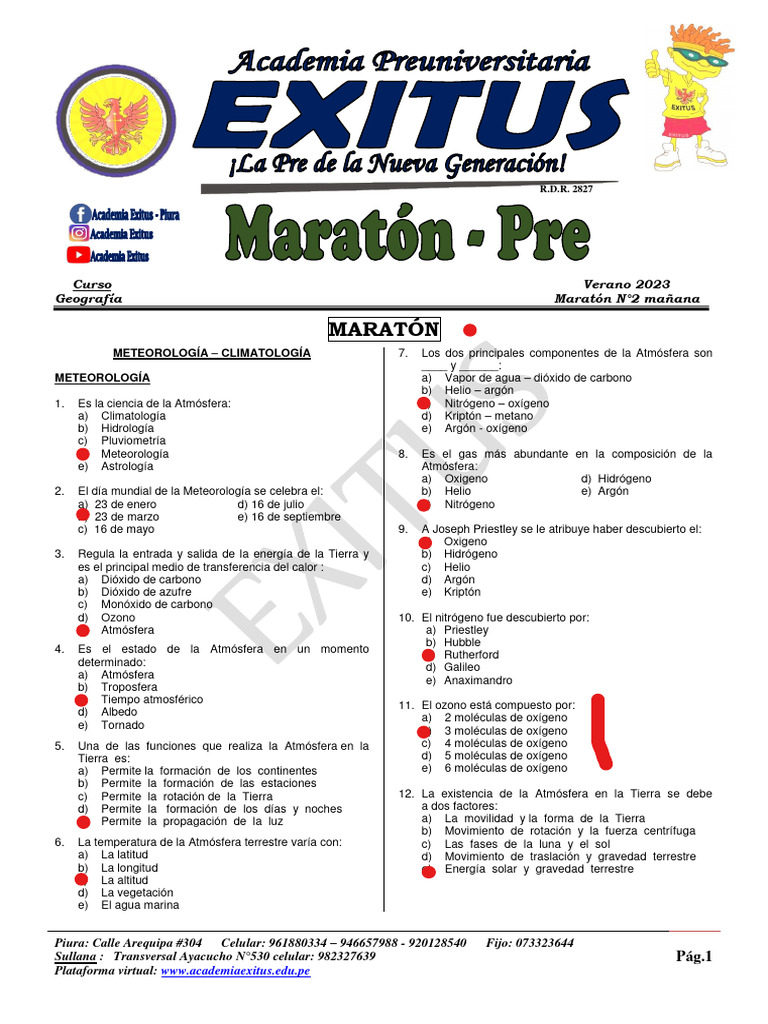 Ver23 Mar Geog2 Maña RPTA | PDF | Atmósfera | Clima