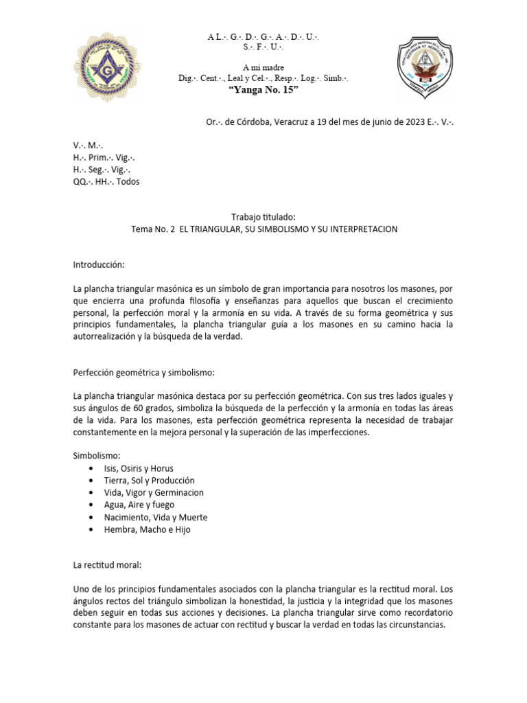 Tema 2 El TRIANGULAR | PDF | Verdad | Masonería