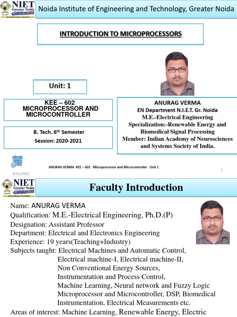 Unit1 ANURAGVERMA | PDF | Central Processing Unit | Microcontroller