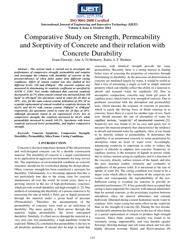 Elawady, El Hefnawy, Ibrahim - 2014 - Comparative Study on Strength, Permeability and Sorptivity ...