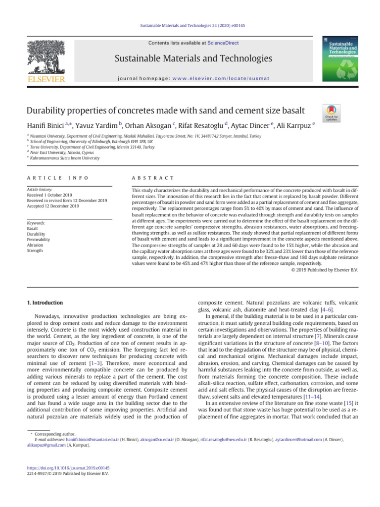 Binici Et Al. - 2020 - Durability Properties of Concretes Made With ...