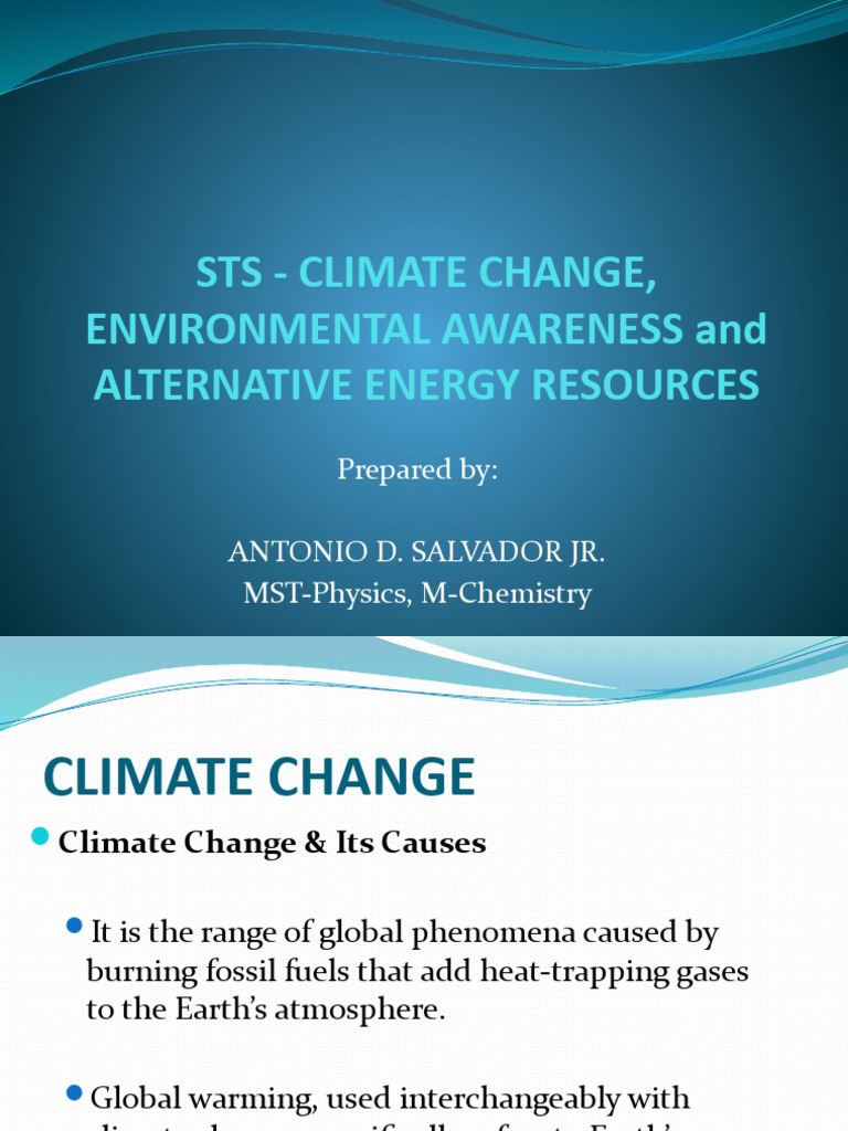 STS CLIMATE CHANGE ENVIRONMENTAL AWARENESS and ALTERNATIVE ENERGY | PDF ...