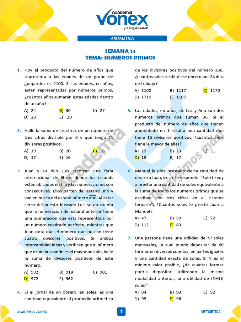 SA SM OCT AR 2023 I VC S14 Claves | PDF | División (Matemáticas) | Matemática Elemental