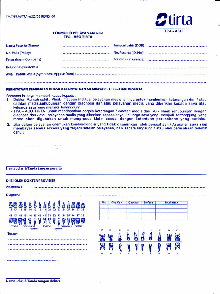 Form Rawat Gigi - Tirta | PDF