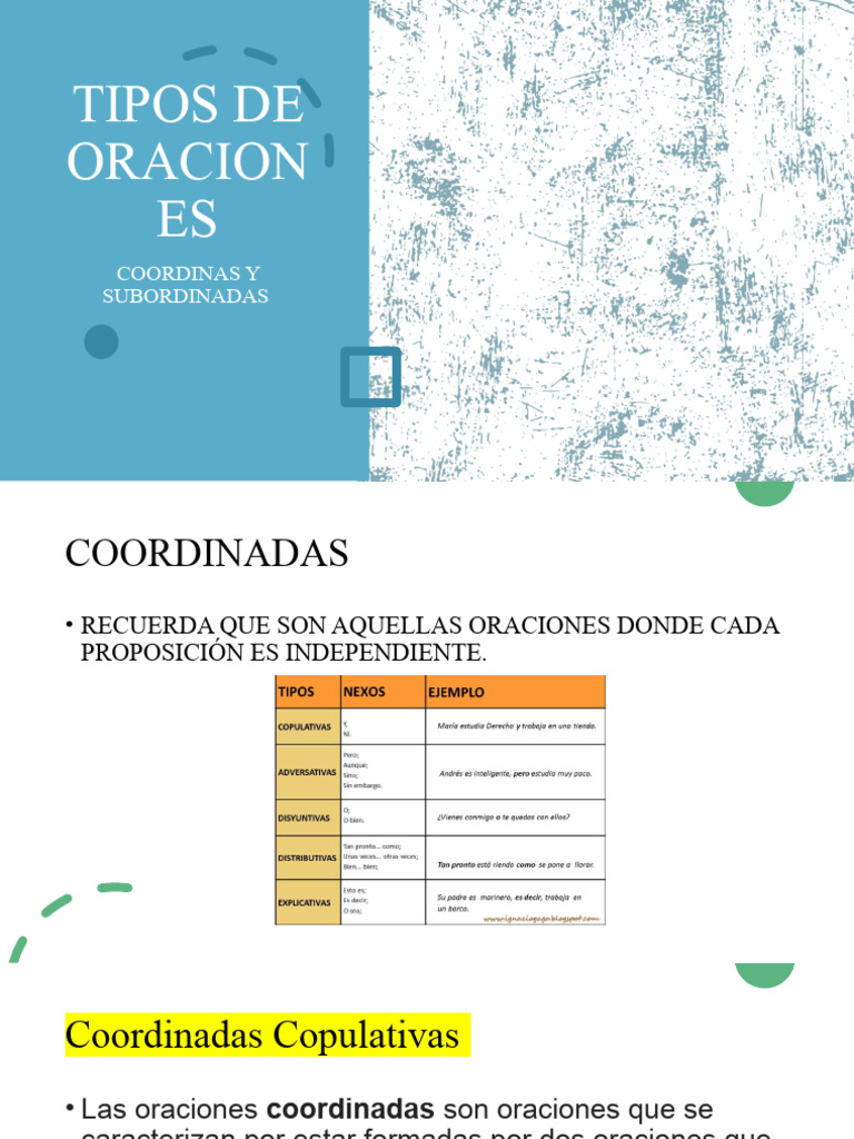 Tipos de Oraciones: Coordinadas y Subordinadas | PDF | Lingüística ...