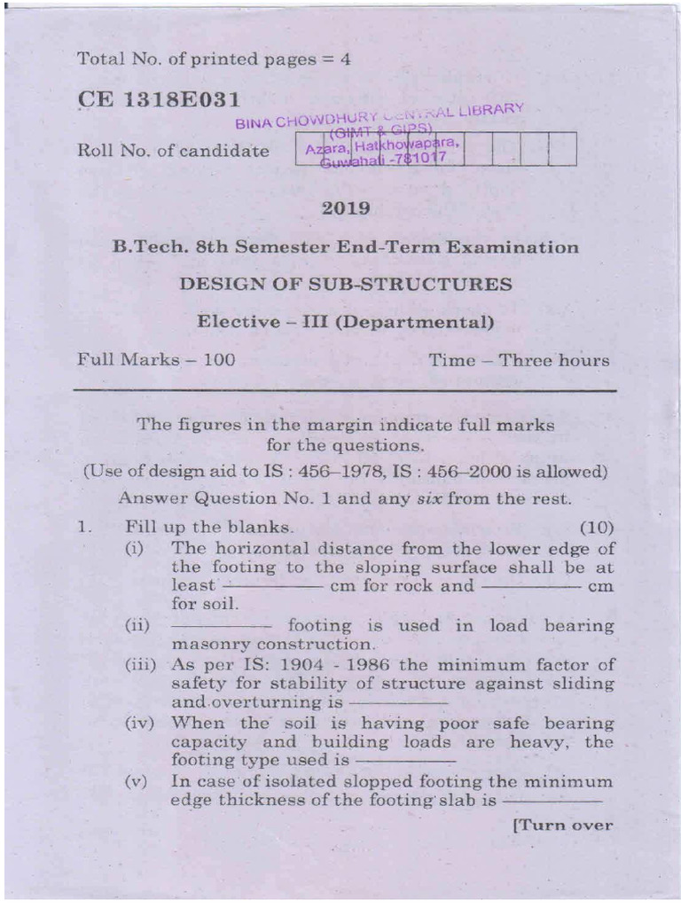Design of Substructures - E-III | PDF