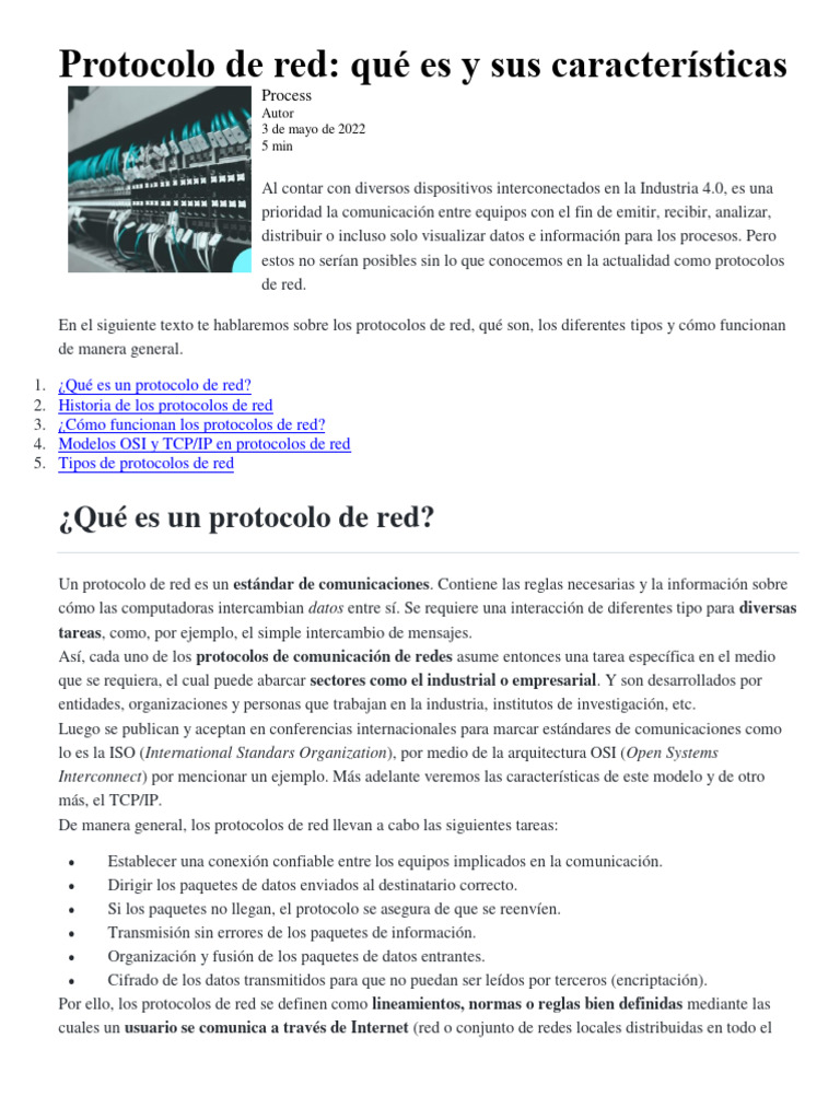 Protocolo de Red: Definición y Tipos | PDF | Protocolos de internet ...