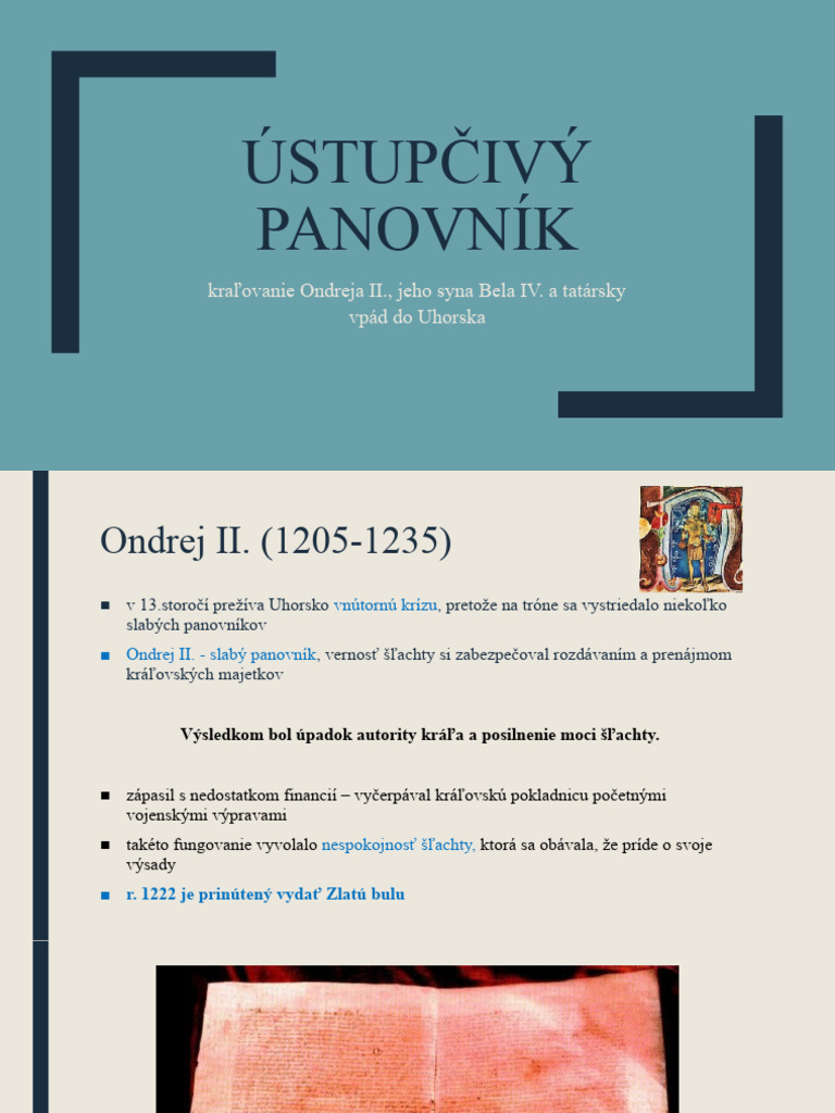 Ondrej II., Belo IV. A TatÃ¡rsky Vpã¡d | PDF