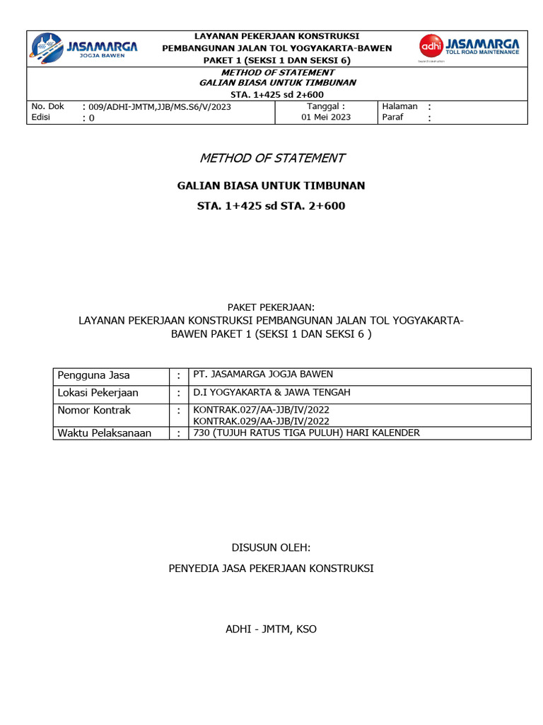 09 Metode Galian Untuk Ditimbun | PDF
