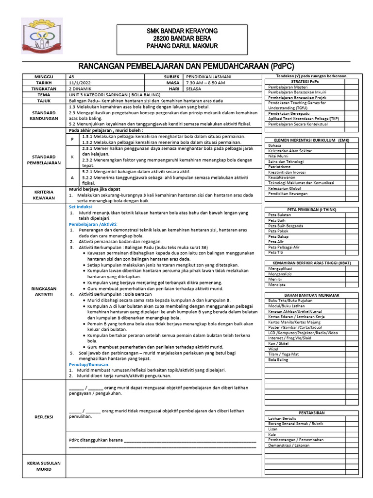 RPH PDPC Ting 2 PJPK 43 2022 | PDF
