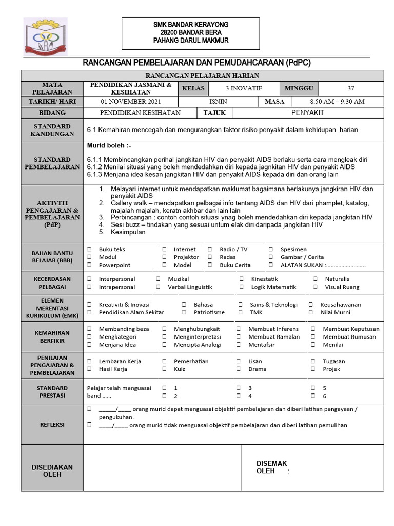 RPH PDPC Ting 3 PJPK 2021 M37 | PDF