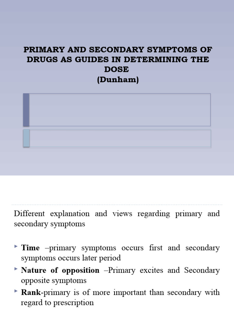 Primary and Secondary Symptoms of Drugs As Guides | PDF | Homeopathy ...