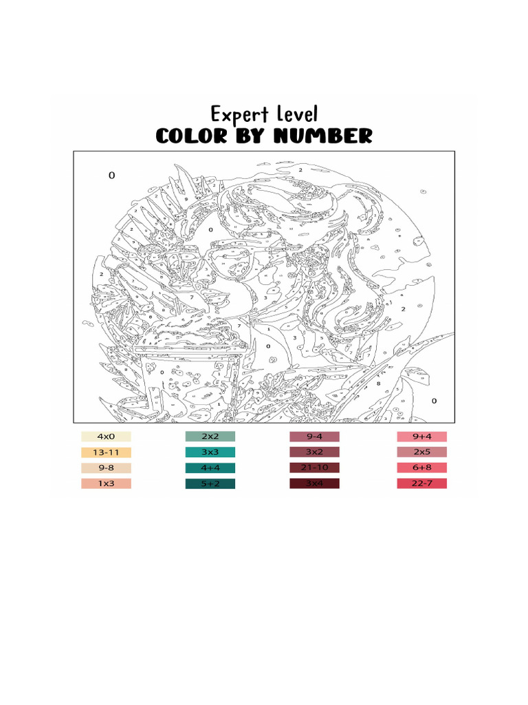 Expert Level Color by Number Math Coloring Worksheet Printable 01n ...