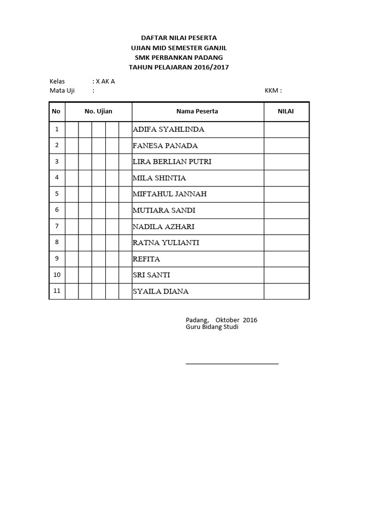 Blanko Penilaian | PDF