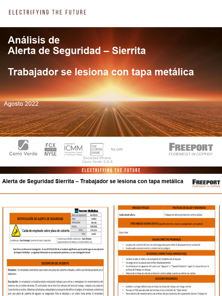 Analisis SMCV Alerta de Seguridad Sierrita - Lesión de Trabajador Con ...