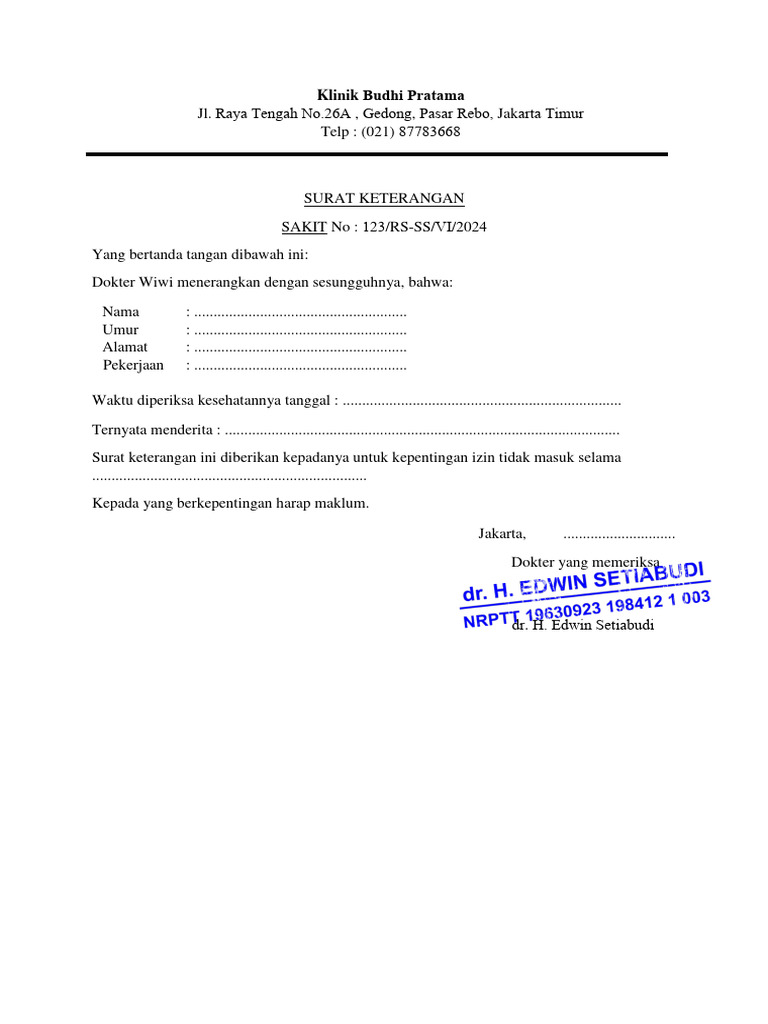 surat keterangan dokter Edwin | PDF