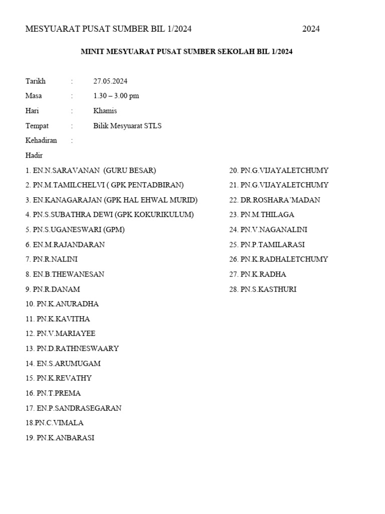 Minit Pertama Pss 2024 Pdf