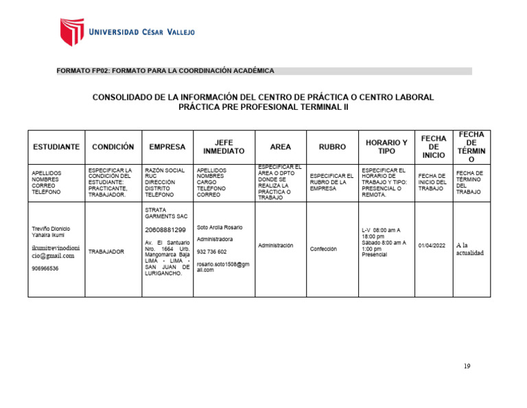 Formato FP02 para Prácticas Académicas | PDF
