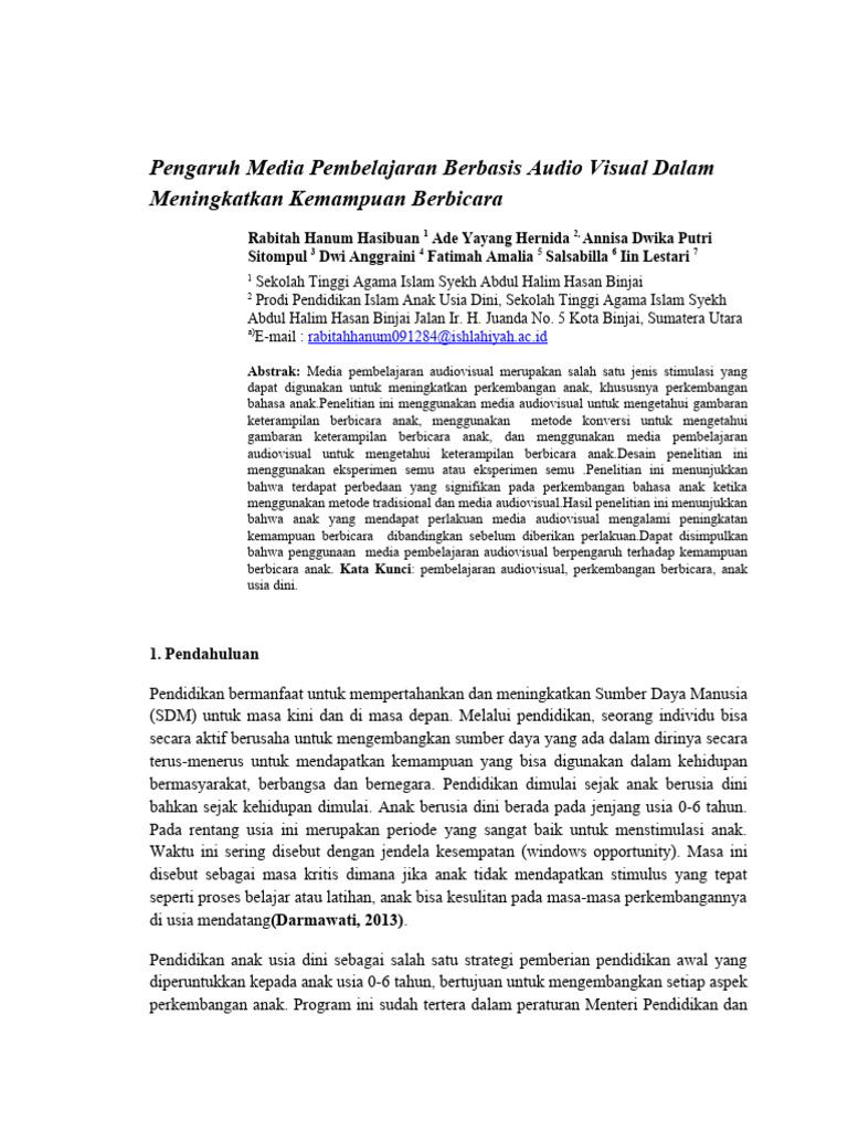 Template Article Jurnal PAUD | PDF