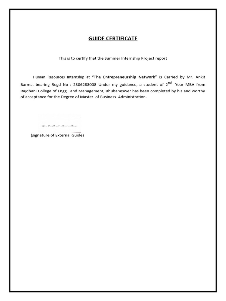 GUIDE CERTIFICATE Ankit Barma | PDF | Business