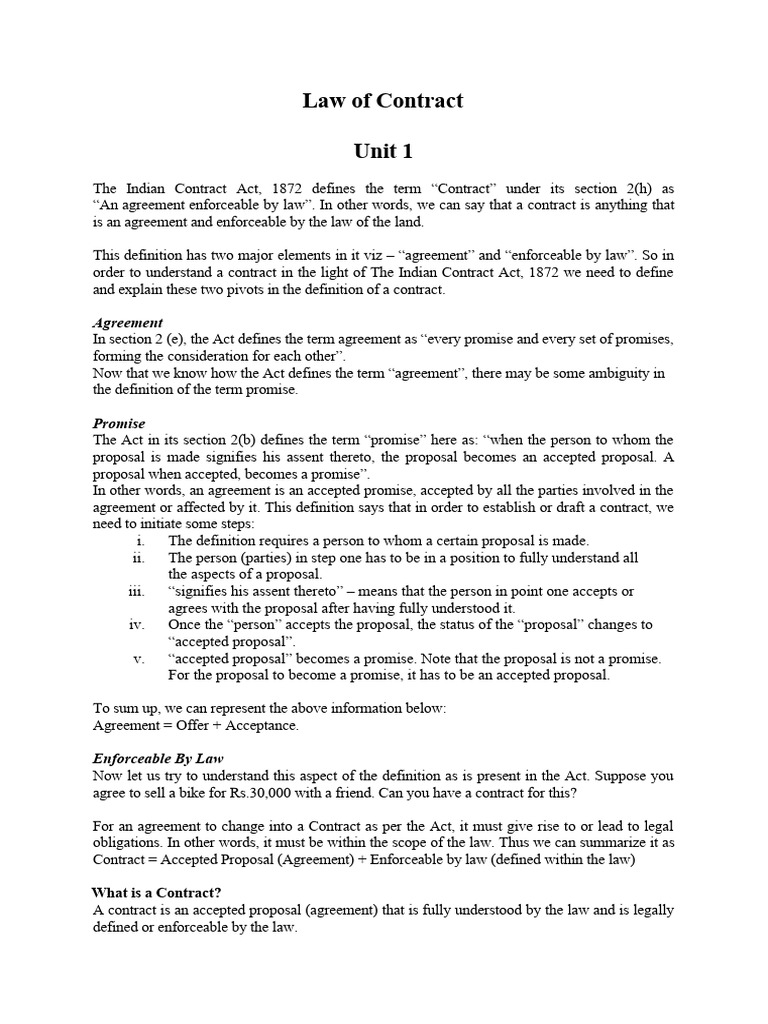 Law of Contract Notes | PDF | Void (Law) | Ratification