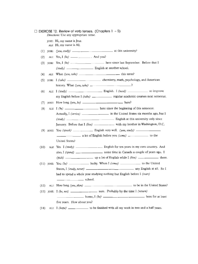 EG 5.12 Verb Tenses Review | PDF