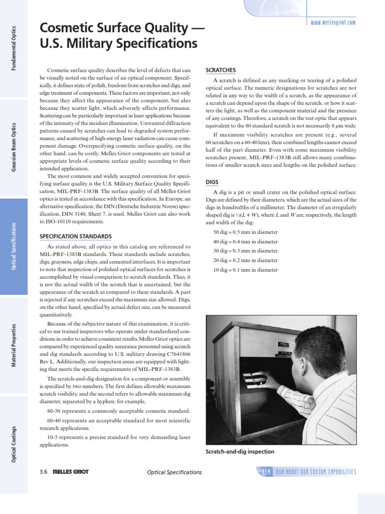An Overview of Cosmetic Surface Quality Standards for Optics According ...