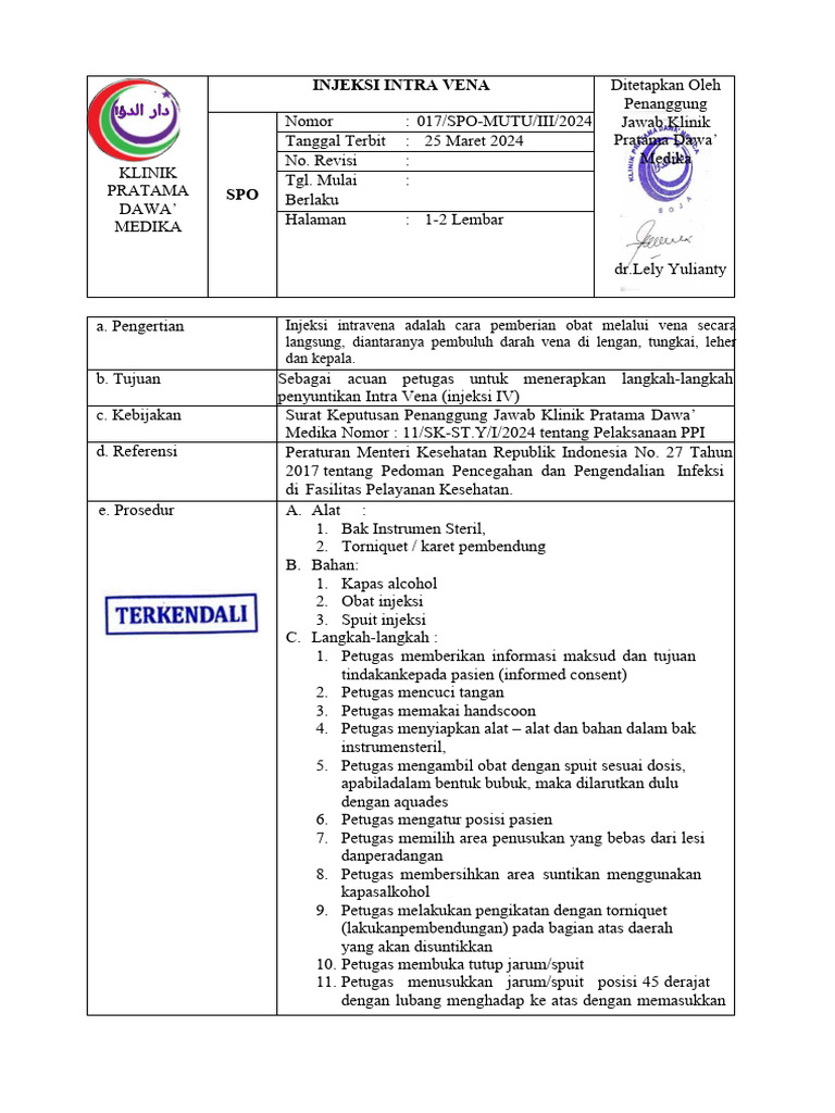 SPO Injeksi Intra Vena | PDF