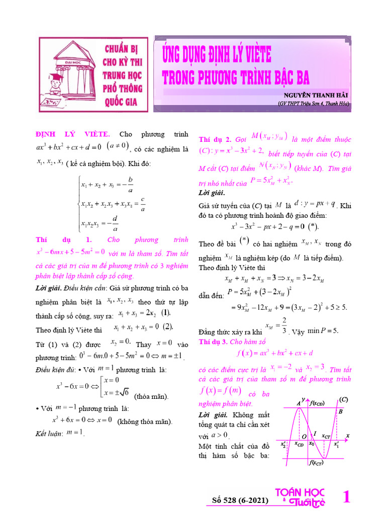Ung Dung Dinh Ly Viete Trong Phuong Trinh Bac Ba Nguyen Thanh Hai | PDF