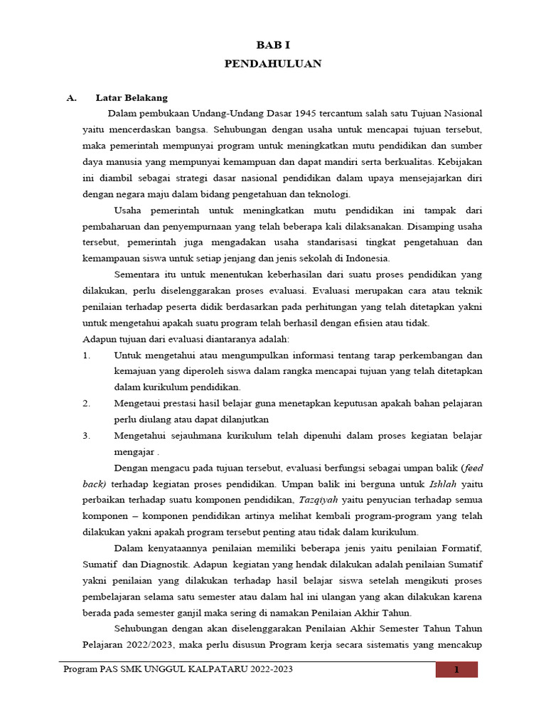 Program Kerja PAT 2022 Berbasis Android | PDF