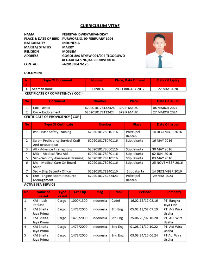 CURRICULUM VITAE Mara Halim COC III | PDF | Watercraft | Ships