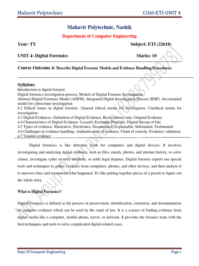 CO6I-ETI-UNIT 4 NOTES | Download Free PDF | Digital Forensics ...