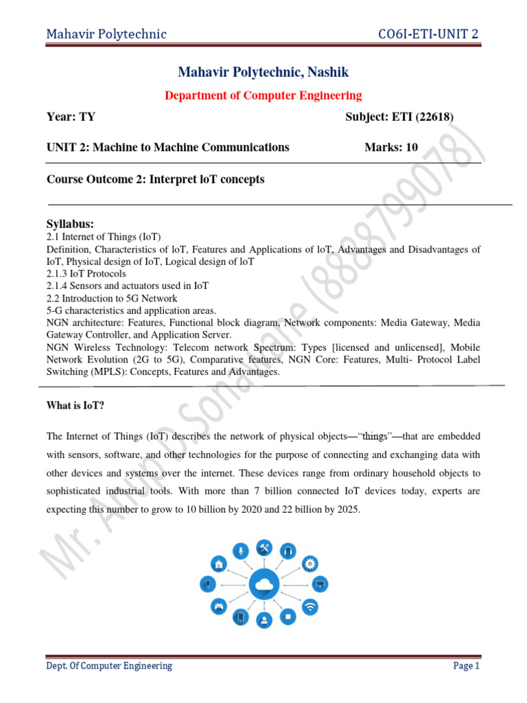 Co6i-Eti-Unit 2 Notes | PDF | Internet Of Things | Computer Network