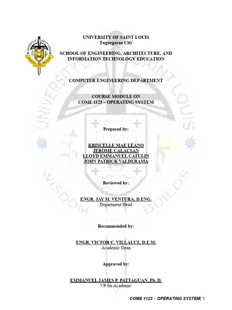 Course Module CpE Operating System 1 | PDF | Computer Data Storage | Process (Computing)