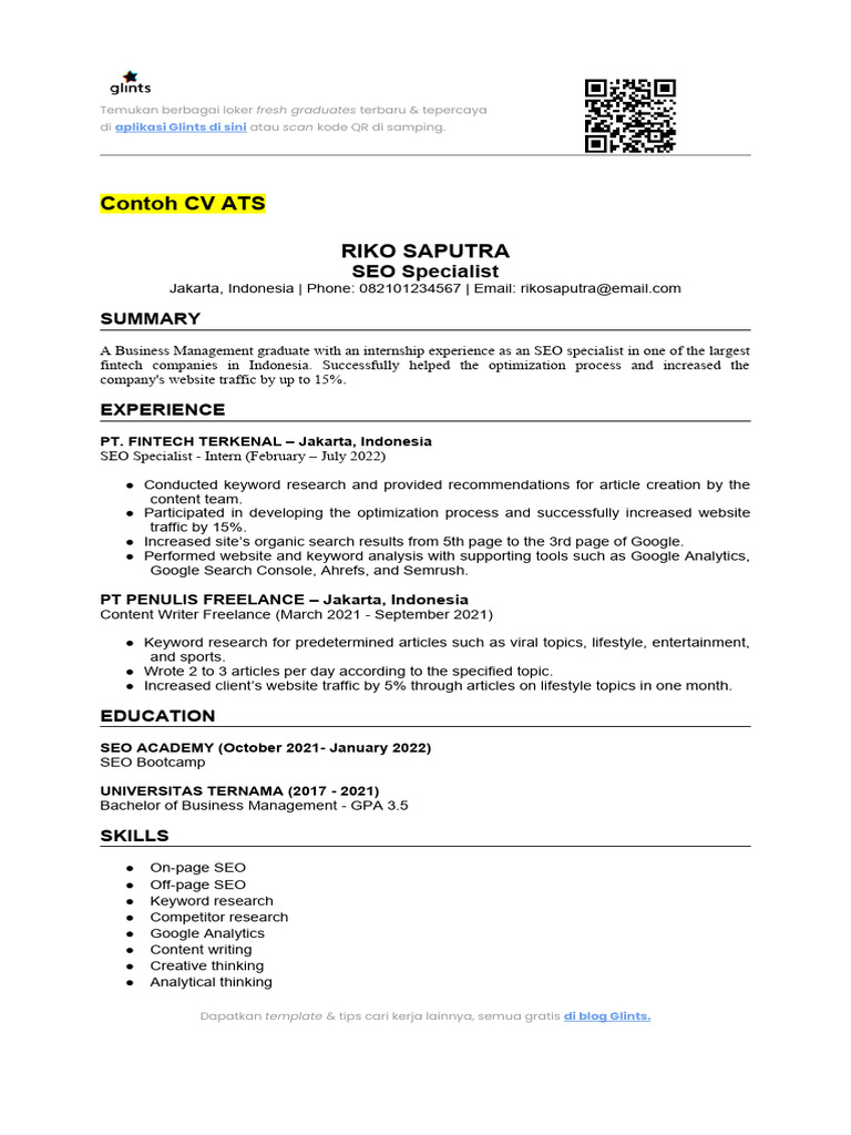 CV ATS (English) | PDF | Search Engine Optimization | Search Engine Software