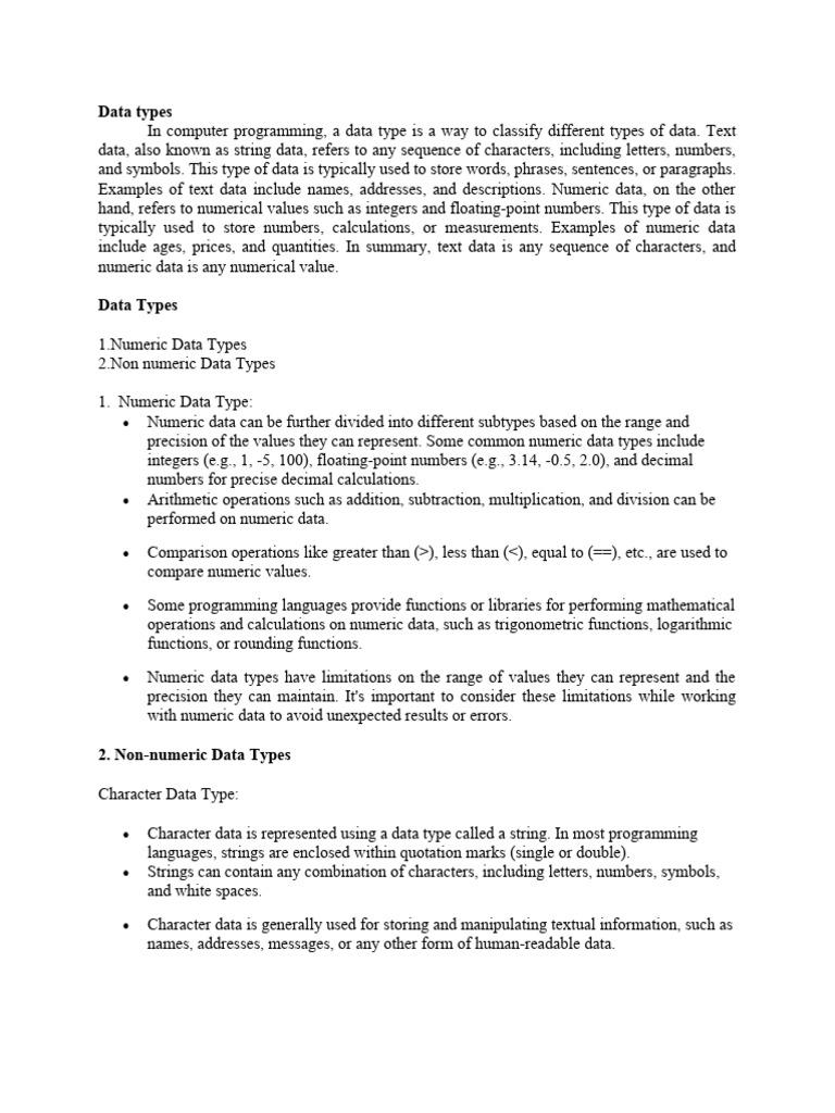 FOC-unit 4 | Download Free PDF | Data Type | Integer (Computer Science)