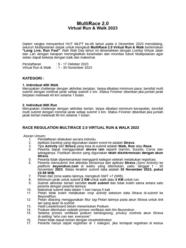 MultiRace 2.0: Lari Virtual 2023 | PDF | Bisnis