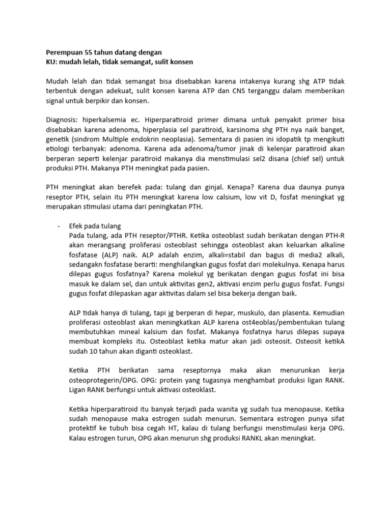 Perempuan 55 Tahun Datang Dengan KU: Mudah Lelah, Tidak Semangat, Sulit Konsen | PDF