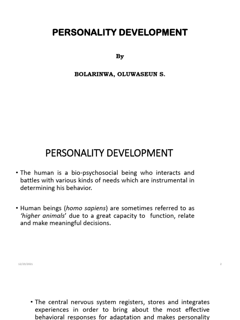 Personality Development | PDF | Id | Unconscious Mind