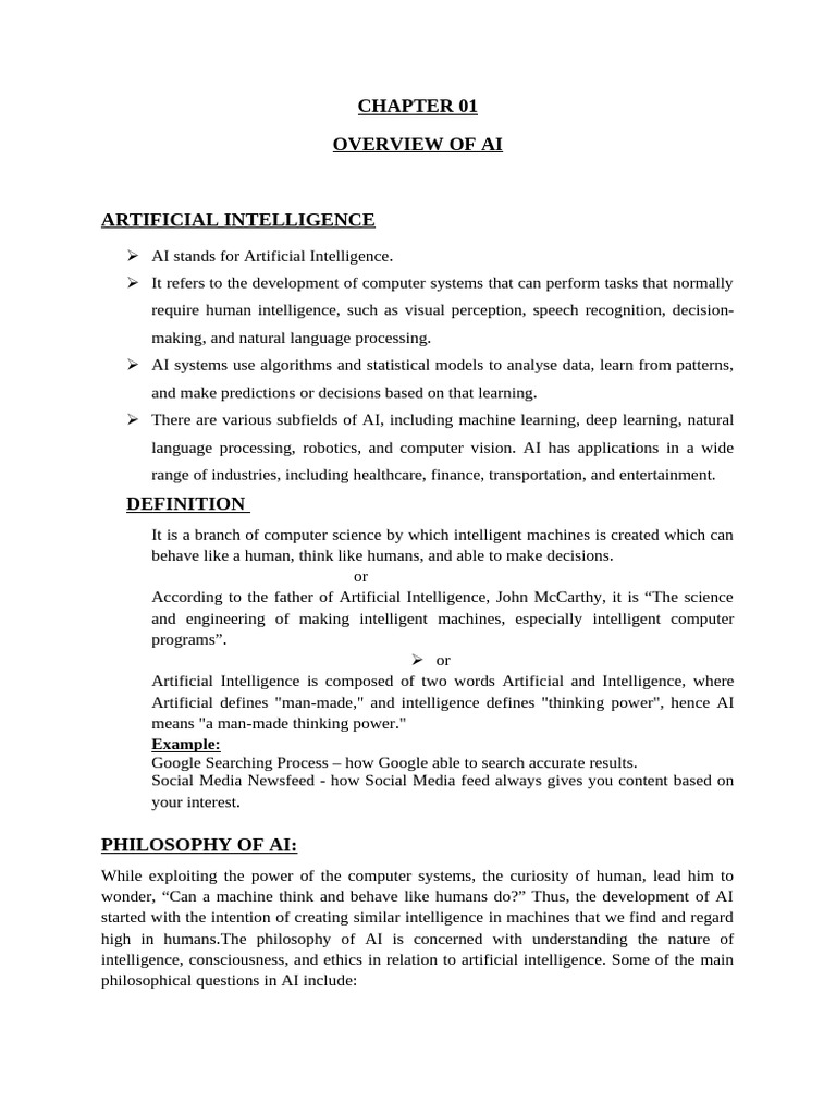 1 Unit Artificial Intelligence | PDF | Artificial Intelligence ...
