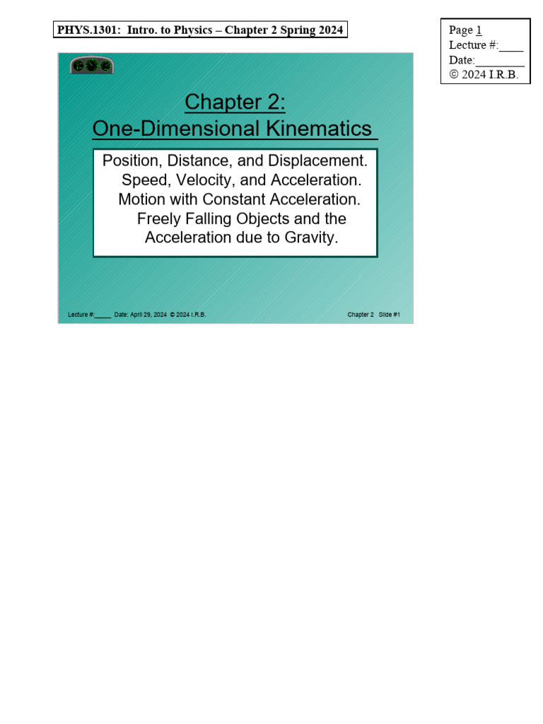 chapt2 (1) | Download Free PDF | Kinematics | Velocity