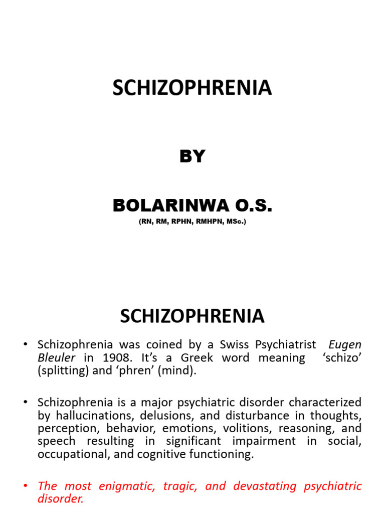 SCHIZOPHRENIA | PDF | Schizophrenia | Psychosis