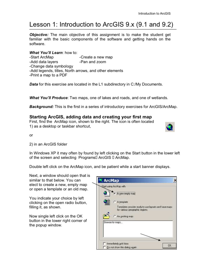 Lesson1 Introduction To ArcGIS | PDF | Arc Gis | Data