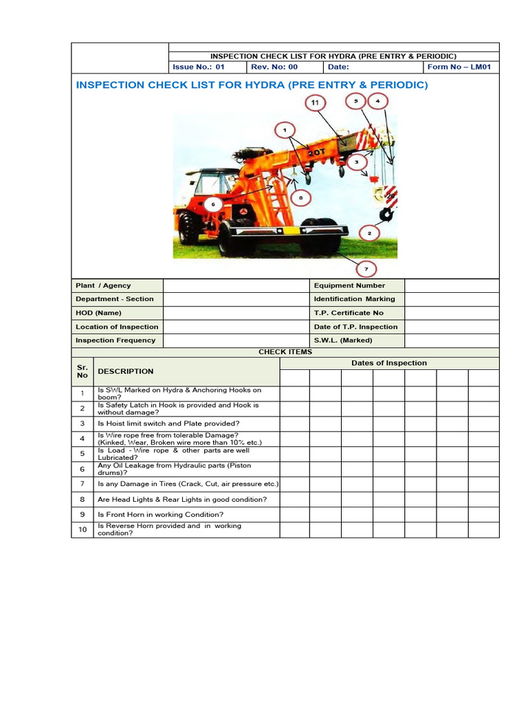 Lifting Equipements Checklist 1 Hseprof Com | PDF | Rope | Crane (Machine)