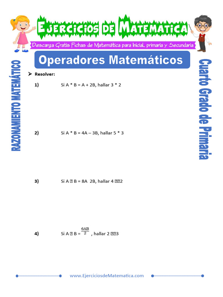 Ejercicios de Operadores Matmaticos para Cuarto de Primaria | PDF
